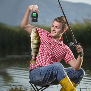 Fishing Scales 165lb/75kg Backlit LCD Display Portable Electronic Digital Fish Scale with Built-in Measuring Tape, Include Battery and Carry Bag