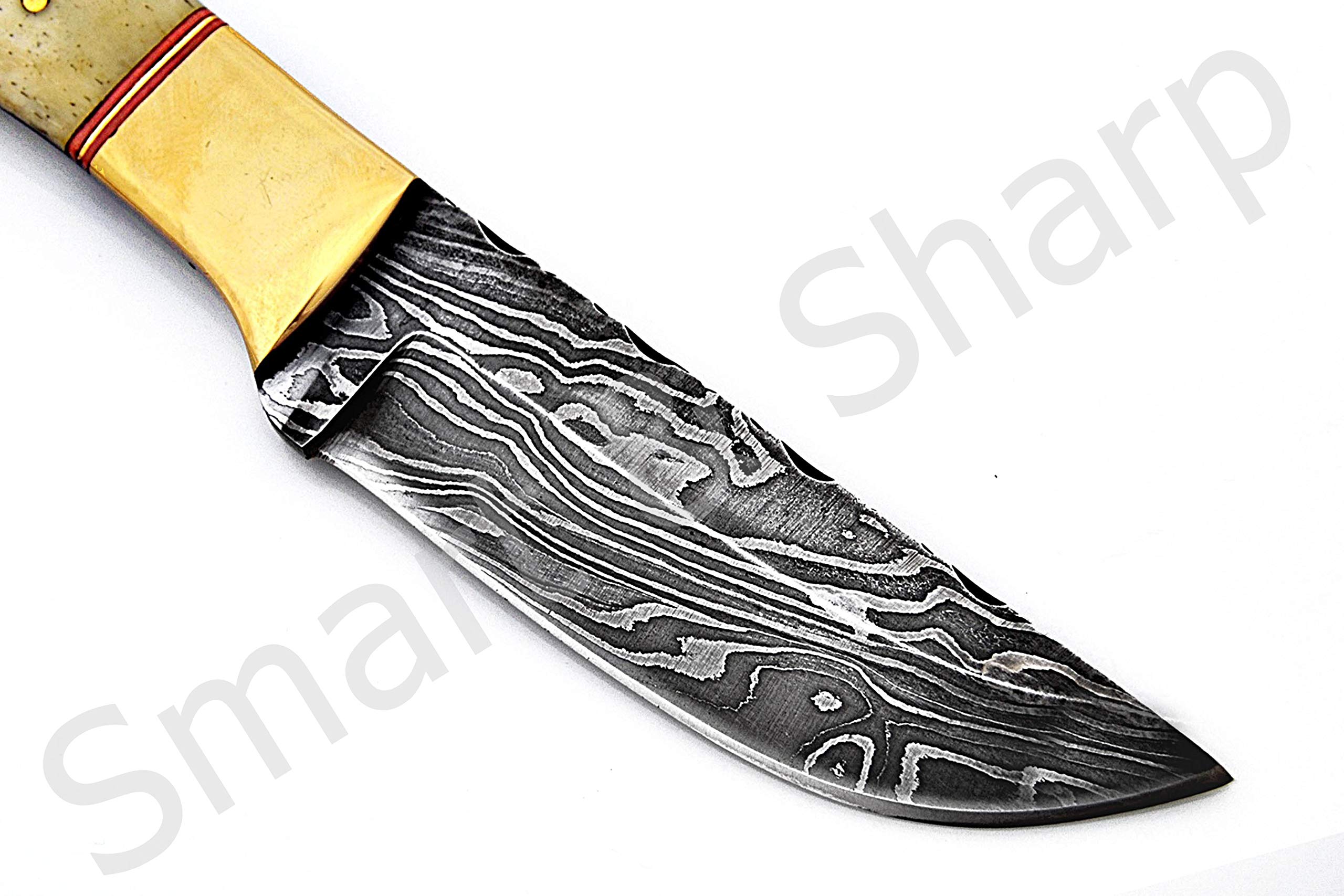 Smart & Sharp Custom Handmade Damascus Steel Hunting Knife/Skinning Knife AA-17280 (Natural Bone)