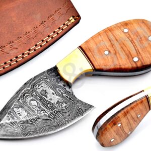 Smart & Sharp Custom Handmade Damascus Steel Hunting Knife/Skinning Knife AA-17274 (Natural Kow Wood)