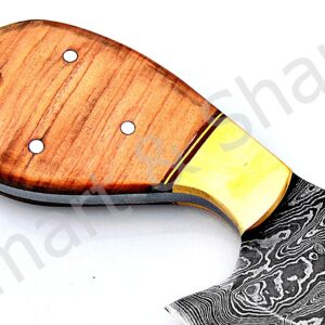 Smart & Sharp Custom Handmade Damascus Steel Hunting Knife/Skinning Knife AA-17274 (Natural Kow Wood)