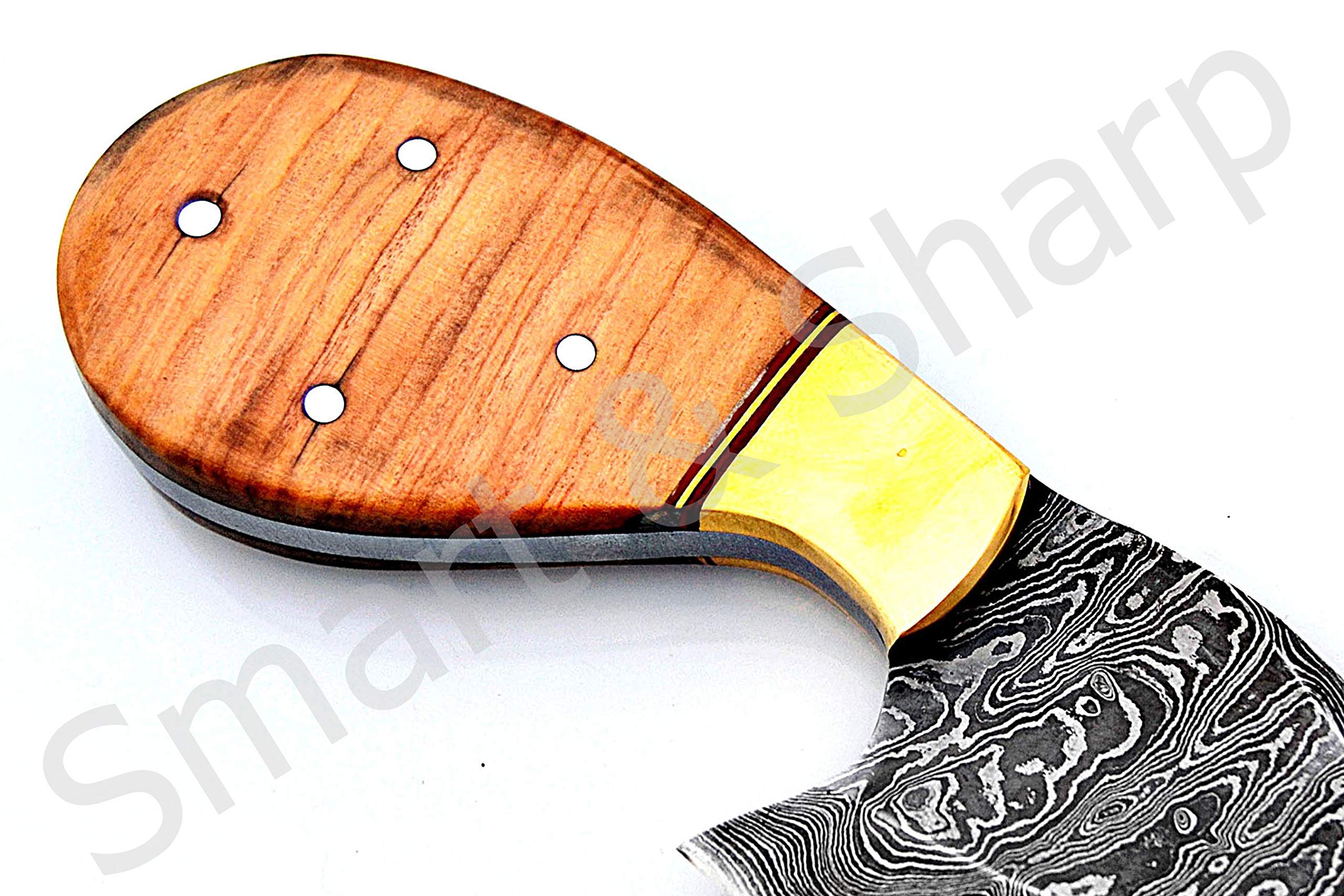 Smart & Sharp Custom Handmade Damascus Steel Hunting Knife/Skinning Knife AA-17274 (Natural Kow Wood)