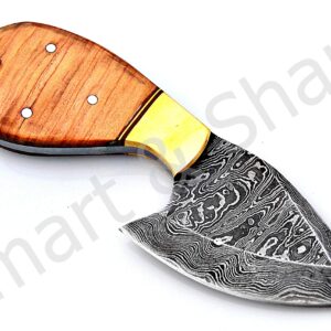 Smart & Sharp Custom Handmade Damascus Steel Hunting Knife/Skinning Knife AA-17274 (Natural Kow Wood)