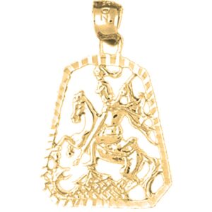 jewels obsession silver saint george killing the dragon pendant | 14k yellow gold-plated 925 silver saint george killing the dragon pendant