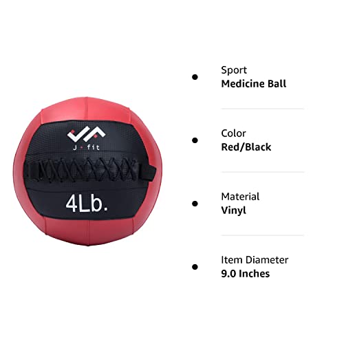 JFIT Wall Ball, 4 LB, Red/Black