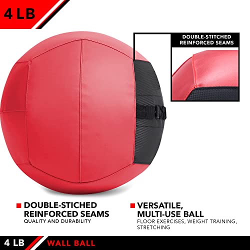 JFIT Wall Ball, 4 LB, Red/Black