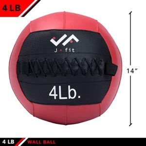 JFIT Wall Ball, 4 LB, Red/Black