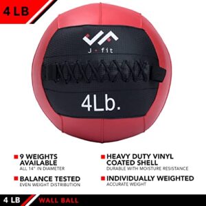 JFIT Wall Ball, 4 LB, Red/Black