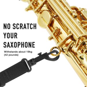 Focusound Upgraded Length Tenor Saxophone Neck Strap Soft Sax Leather Strap Padded for Alto and Tenor Saxophone