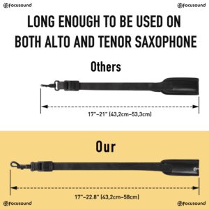 Focusound Upgraded Length Tenor Saxophone Neck Strap Soft Sax Leather Strap Padded for Alto and Tenor Saxophone