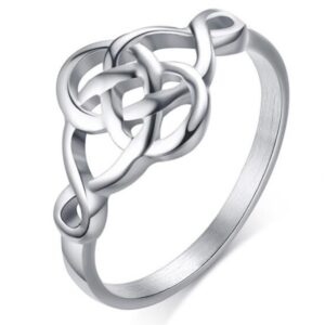 jude jewelers stainless steel plain classical celtic love knot ring (silver, 6.5)