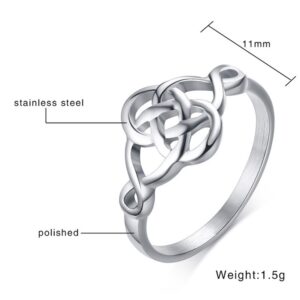 Jude Jewelers Stainless Steel Plain Classical Celtic Love Knot Ring (Silver, 6.5)