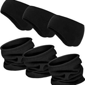 6 Pieces Fleece Ear Warmers Headband Winter Neck Gaiter (Black)