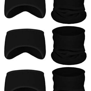 6 Pieces Fleece Ear Warmers Headband Winter Neck Gaiter (Black)