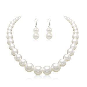 cryshimmer pearl choker necklace for women faux pearl beads strand necklace earring set costume jewelry