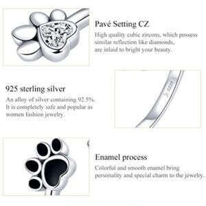 Cute Puppy Dog Cat Pet Paw Print Ring Sterling Silver 925 for Women Adjustable Fake CZ Diamond Animal Footprint Finger Wrap Band Promise Engagement Rings Fashion Jewelry