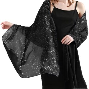 BANETTETA Shawls and Wraps for Evening Dresses - Dress Cover Up For Women (Black)