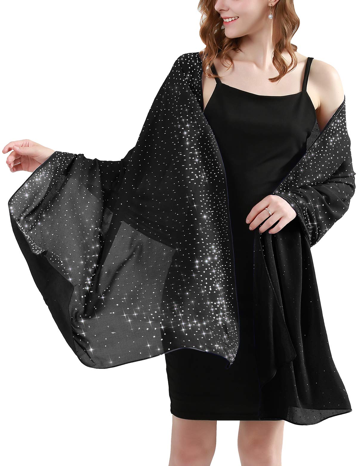 BANETTETA Shawls and Wraps for Evening Dresses - Dress Cover Up For Women (Black)