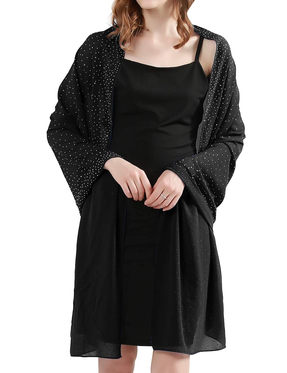 BANETTETA Shawls and Wraps for Evening Dresses - Dress Cover Up For Women (Black)