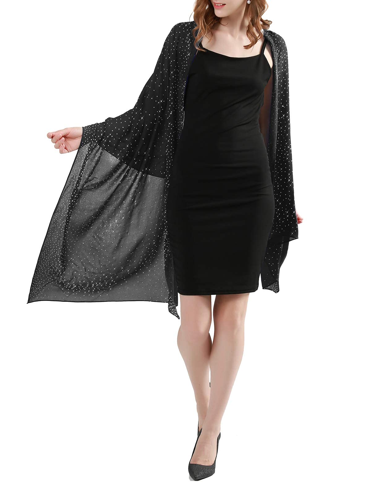 BANETTETA Shawls and Wraps for Evening Dresses - Dress Cover Up For Women (Black)