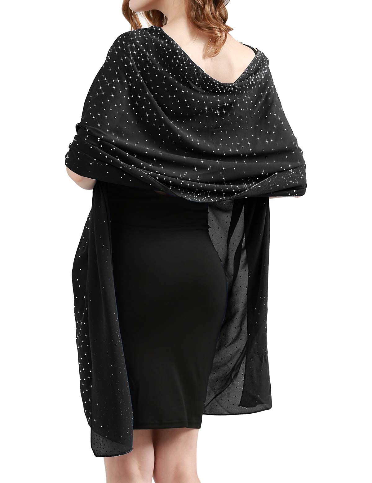 BANETTETA Shawls and Wraps for Evening Dresses - Dress Cover Up For Women (Black)