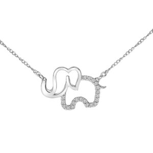 diamond elephant necklace for women in 925 sterling silver 1/10ct (i-j, i3), 17 inch, by keepsake