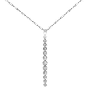 vertical bar necklace bezel set diamonds journey pendant in 925 sterling silver 0.13ct (i-j, i3), 18 inch, by keepsake