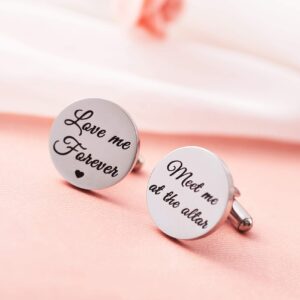 Melix Home Stainless Steel CuffLinks for Men Groom Meet Me at The Altar Wedding Gifts Cuff Links (love me forever)