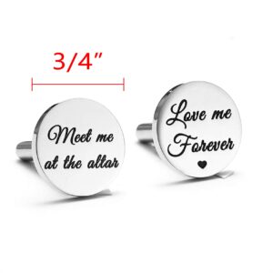 Melix Home Stainless Steel CuffLinks for Men Groom Meet Me at The Altar Wedding Gifts Cuff Links (love me forever)