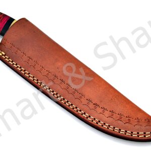 Smart & Sharp Custom Handmade Damascus Steel Hunting Knife/Skinning Knife AA-17287 (Natural Bone and Multi Color Wood)