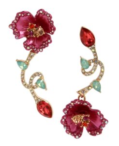 betsey johnson floral mismatch earrings