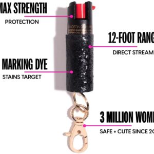 BLINGSTING Essentials Maximum Strength Pepper Spray Keychain for Women, 12-Foot Spray Range, UV Marking Dye - Glitter Sparkles