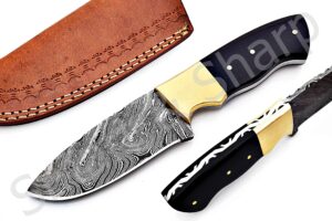 smart & sharp custom handmade damascus steel hunting knife/skinning knife aa-17292 (black micarta)