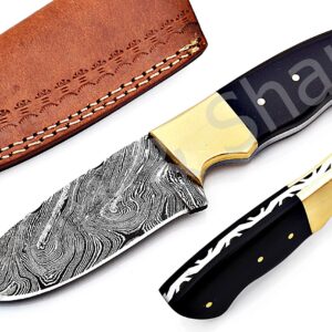 Smart & Sharp Custom Handmade Damascus Steel Hunting Knife/Skinning Knife AA-17292 (Black Micarta)