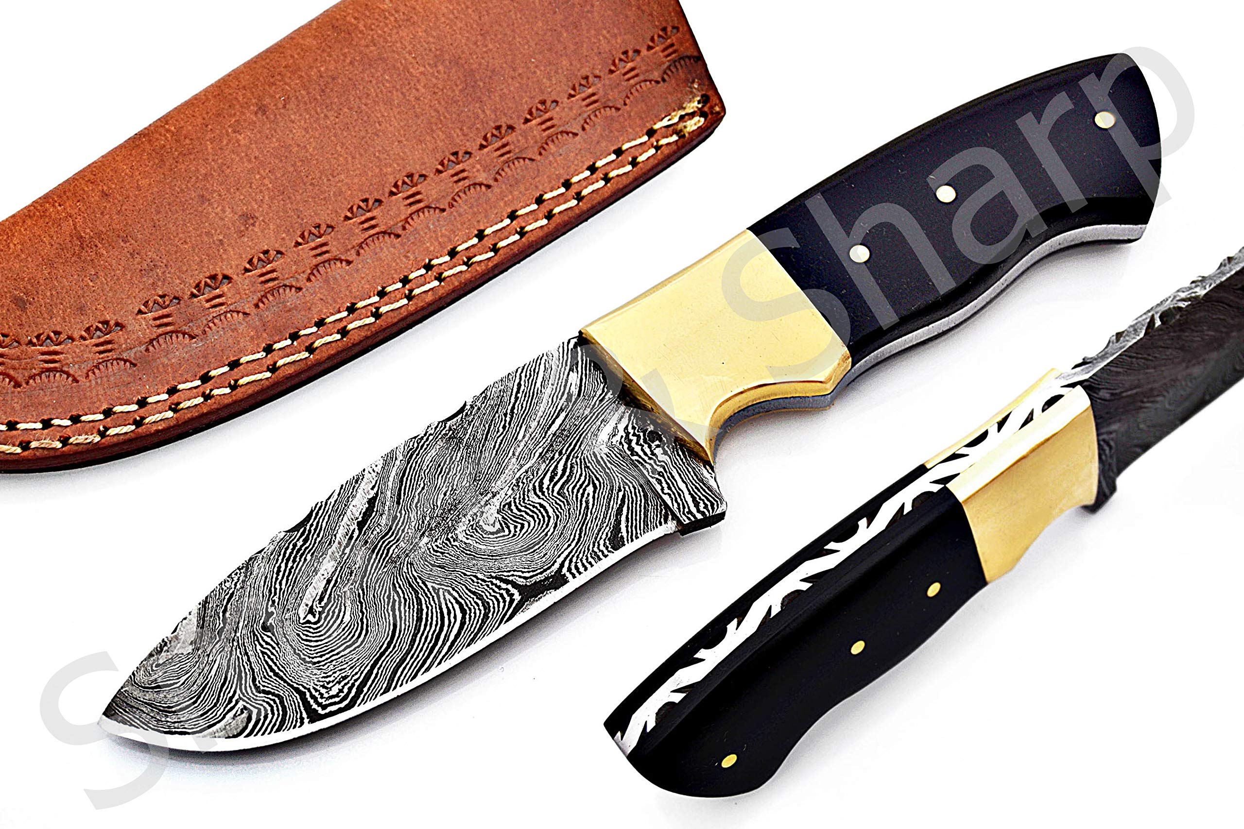 Smart & Sharp Custom Handmade Damascus Steel Hunting Knife/Skinning Knife AA-17292 (Black Micarta)