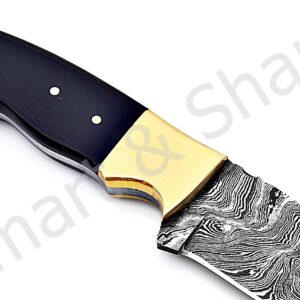 Smart & Sharp Custom Handmade Damascus Steel Hunting Knife/Skinning Knife AA-17292 (Black Micarta)