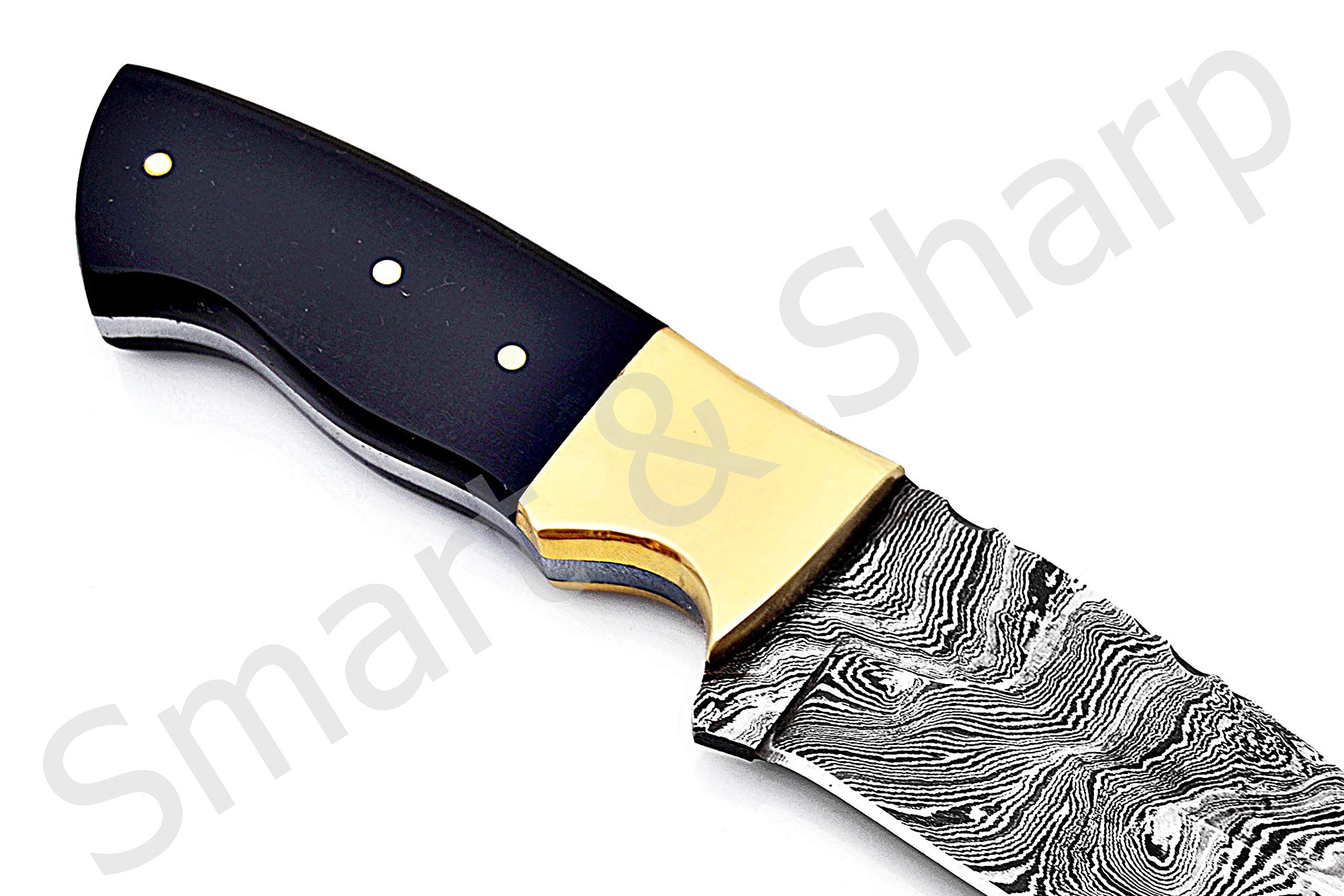 Smart & Sharp Custom Handmade Damascus Steel Hunting Knife/Skinning Knife AA-17292 (Black Micarta)