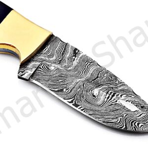 Smart & Sharp Custom Handmade Damascus Steel Hunting Knife/Skinning Knife AA-17292 (Black Micarta)