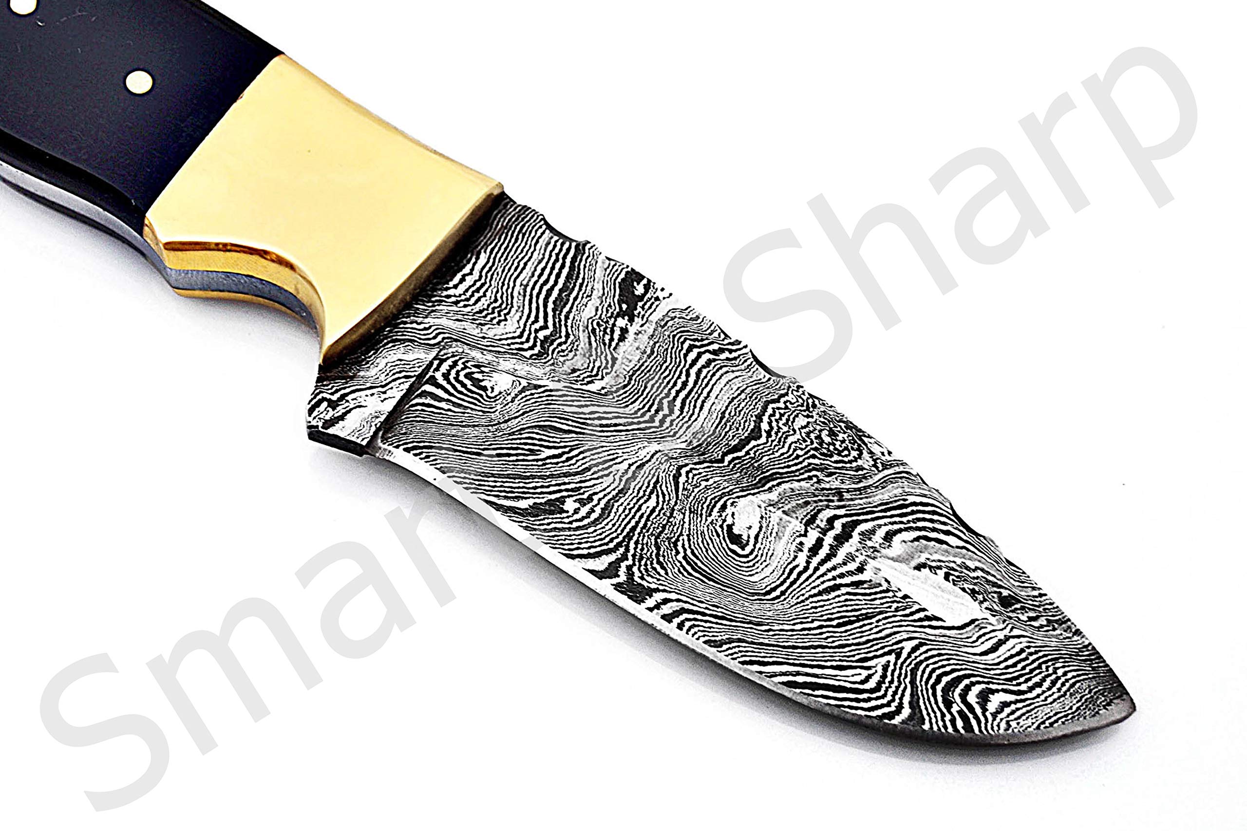 Smart & Sharp Custom Handmade Damascus Steel Hunting Knife/Skinning Knife AA-17292 (Black Micarta)