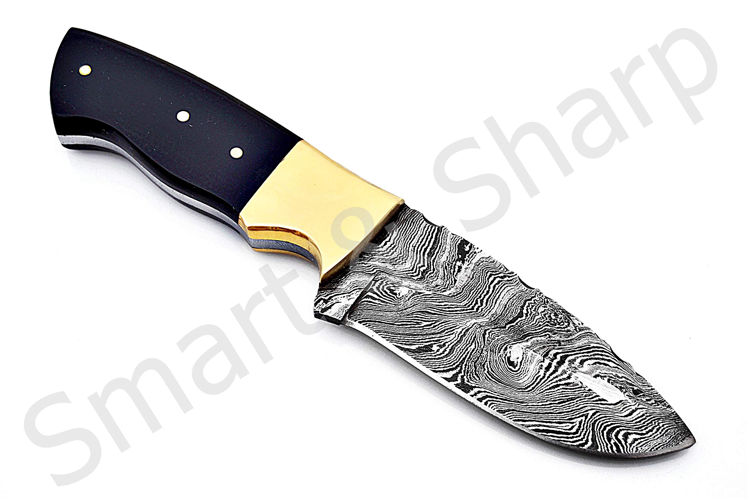 Smart & Sharp Custom Handmade Damascus Steel Hunting Knife/Skinning Knife AA-17292 (Black Micarta)