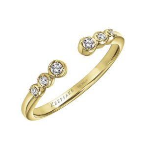 open ring for women with bezel set diamonds stackable band in 18k yellow gold vermeil 1/10ct (i-j color, i3 clarity), size 7, by keepsake