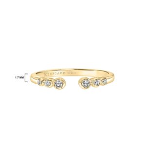 Open Ring for Women with Bezel Set Diamonds Stackable Band in 18k Yellow Gold Vermeil 1/10ct (I-J Color, I3 Clarity), Size 7, by Keepsake