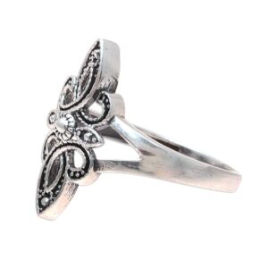 NOVICA Artisan Handmade Sterling Silver Cocktail Ring Loop Pattern from India No Stone [ring Front 0.8 in L x 0.7 in W x 0.1 in H Band Width 2 mm W] ' Majestic Loop'