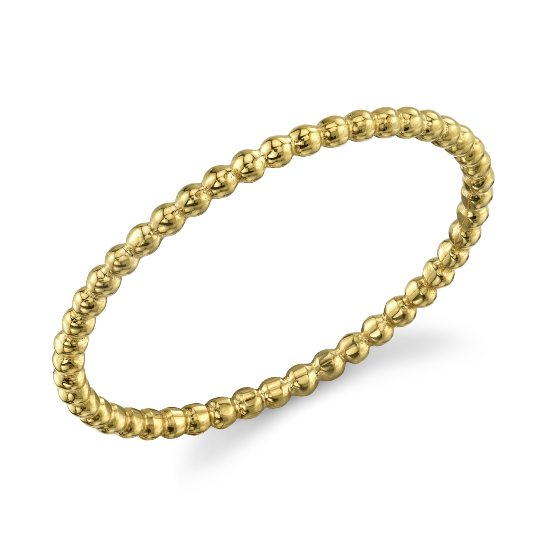 10k Dainty Yellow Gold Ball Chain Beaded Eternity Thin Band Size 8