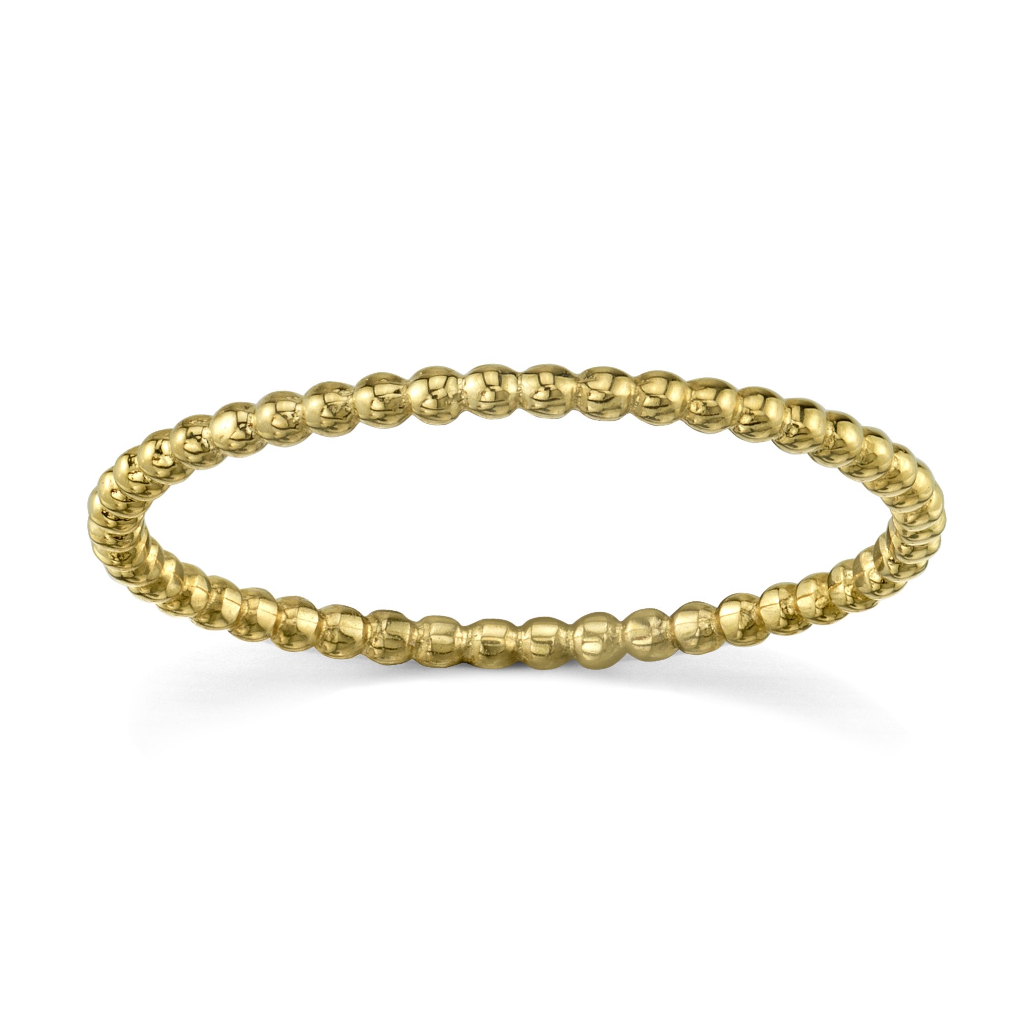 10k Dainty Yellow Gold Ball Chain Beaded Eternity Thin Band Size 8