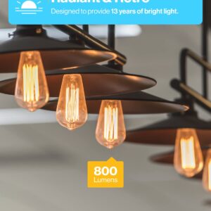 Sunco 6 Pack 60W Vintage LED Edison Bulbs Equivalent 8.5W CRI92 800 Lumens, Dimmable ST64 Filament 3000K Warm White E26 Medium Base Light Bulbs High Brightness Clear Glass Waterproof UL