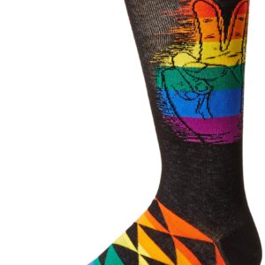 K. Bell Socks Men's Pop Culture Novelty Crew Socks, Pride (Black), Shoe Size: 6.5-12