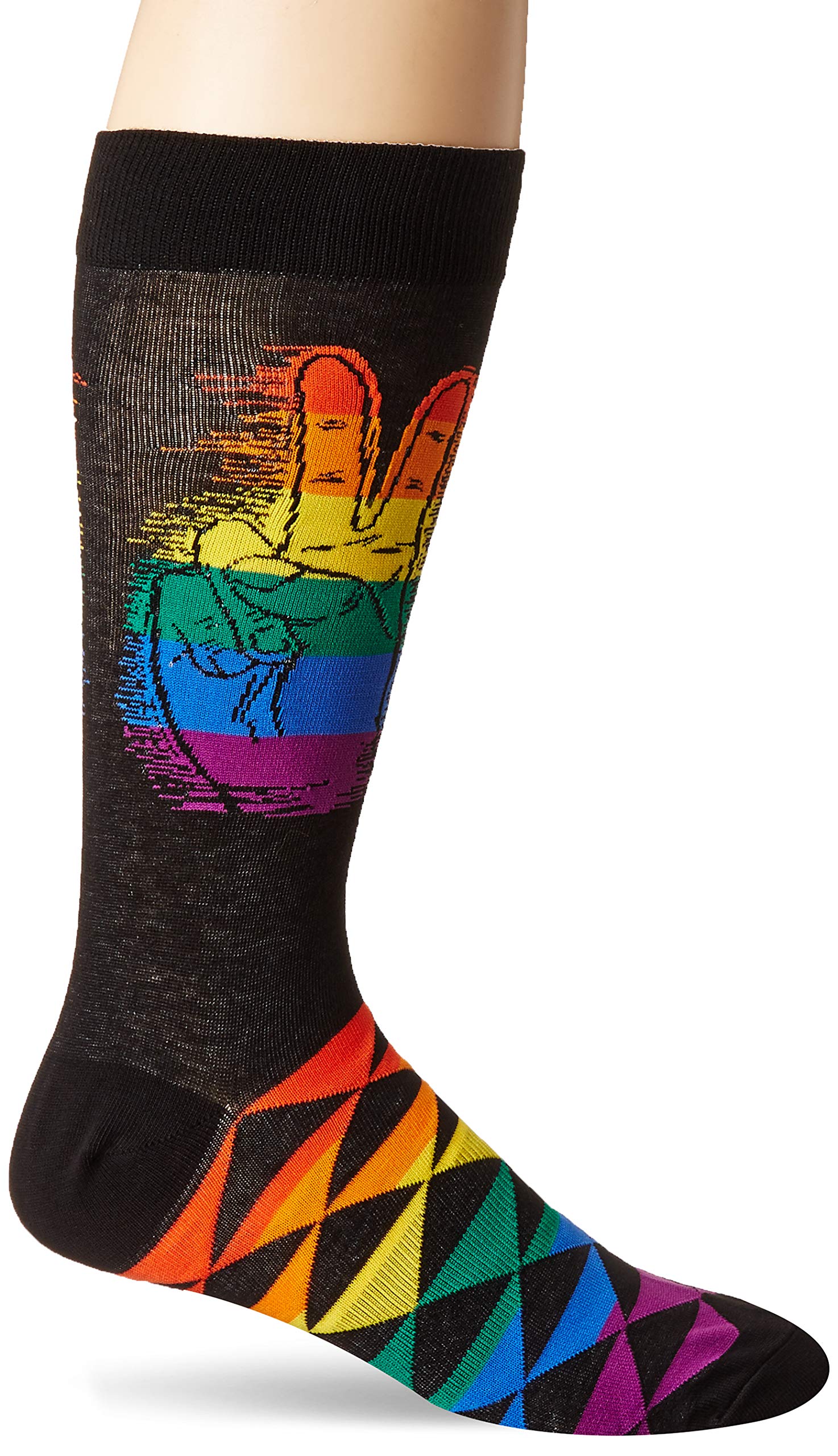 K. Bell Socks Men's Pop Culture Novelty Crew Socks, Pride (Black), Shoe Size: 6.5-12