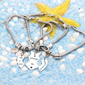 lauhonmin 3pcs Best Friends Sisters Gifts Bracelets Set for Women Friendship Long Distance Gifts - We will always be connected