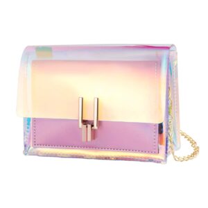 iridescent purse hologram clutch purse iridescent crossbody bag clear chain handbags for women holographic purse