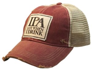 vintage life distressed baseball caps funny trucker hats with sayings, unisex (ipa lot (dark red))